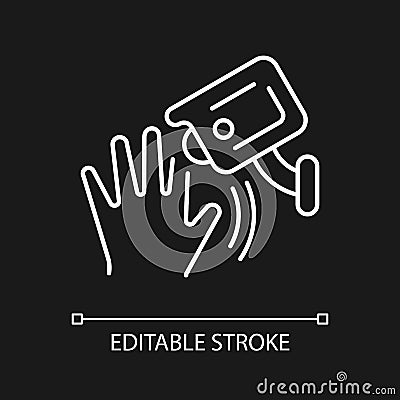 Motion Detection Camera White Linear Icon For Dark Theme Cartoon Vector ...