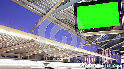 Motion of the Display Green Screen Tv at Platform Stock Footage - Video ...
