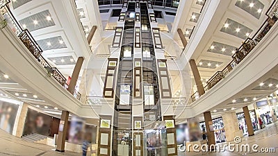 Motion Elevators at the Modern Shopping Mall Timelapse Hyperlapse ...