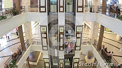 Motion Elevators at the Modern Shopping Mall Timelapse Hyperlapse ...
