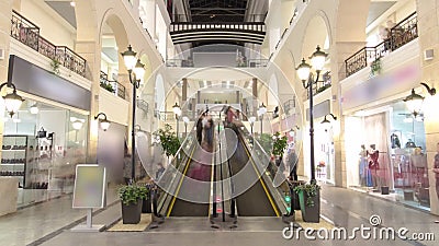 Motion Escalators at the Modern Shopping Mall Timelapse Hyperlapse ...