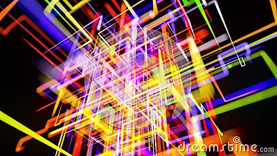 Motion Graphics, Sci Fi Bg with Stream of Multicolor Neon Glow Lines ...