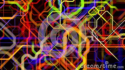 Motion Graphics, Sci Fi Bg with Stream of Multicolor Neon Glow Lines ...