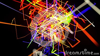 Motion Graphics, Sci Fi Bg with Stream of Multicolor Neon Glow Lines ...