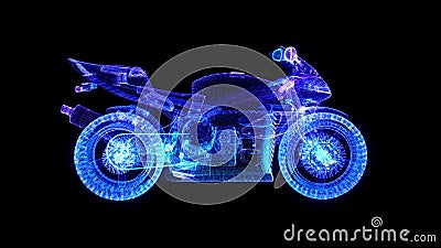 Motorcycle. Glowing Light Particles Arranged in the Formation of Mesh ...