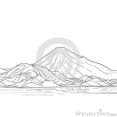 Mount Fuji Isolated Drawing. Stock Vector Illustration. | CartoonDealer ...