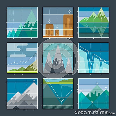 Mountain Infographic Diagrams And Charts Icons. Vector Illustration ...
