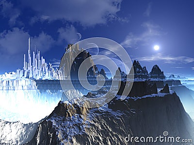 Mountain Top Futuristic Alien City Stock Image | CartoonDealer.com ...