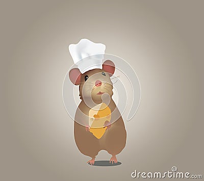 Mouse Chef With Hat And Cheese. Illustration Of A Mouse Royalty Free ...