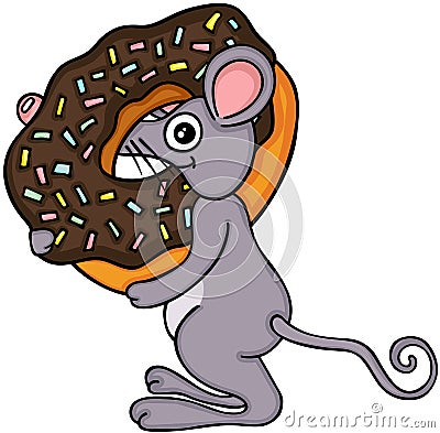 Mouse With Chocolate Cake Donut Vector Illustration | CartoonDealer.com ...