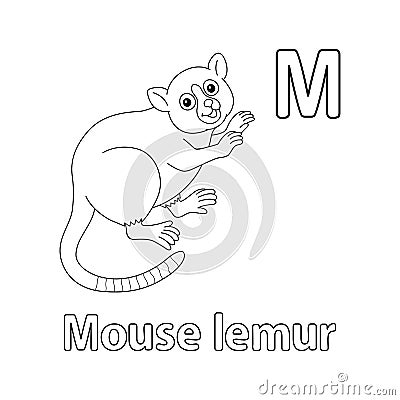 Mouse Lemur Alphabet ABC Isolated Coloring Page M Cartoon Vector ...