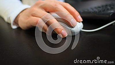 Mouse 12. Soft Focus To Hand of the Man Clicking Right Mouse Button ...