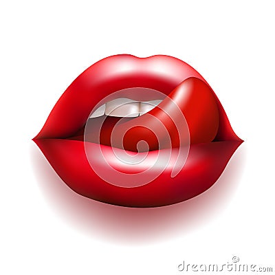 Mouth With Red Lips And Tongue Cartoon Vector | CartoonDealer.com #42412231