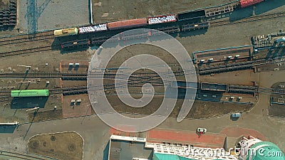 Movement of the Trains on the Tracks, Top View. Two Trains Motion in ...