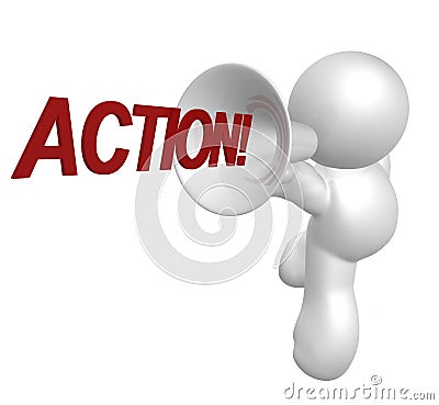 Movie Director Shouting Action! Stock Photography - Image: 8450682