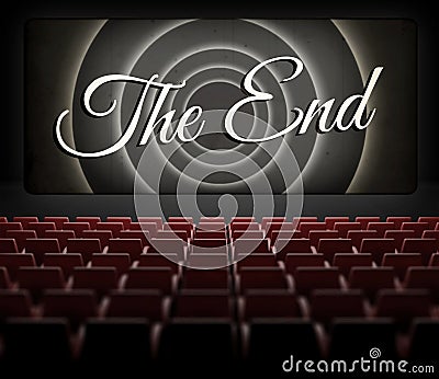 Movie Ending Screen In Old Retro Cinema Stock Image - Image: 36791101