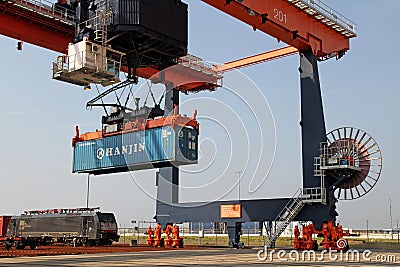 Moving Crane With Container Editorial Image - Image: 21369305