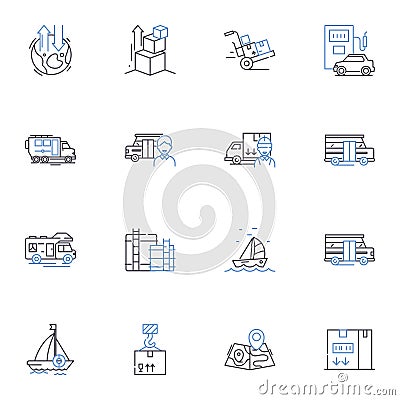 Moving Line Icons Collection. Relocation, Packing, Loading, Unpacking ...