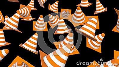 Moving Road cones on black stock video. Video of animation - 156977981