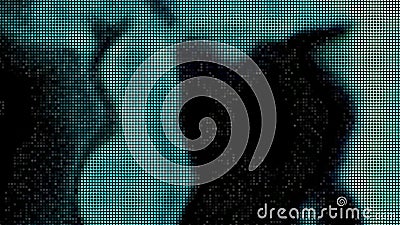 Moving Spots in Pixel Image. Motion. Beautiful Pixel Glow on Black ...