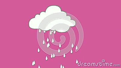 Moving White Cloud and Water Drop Rain Animation Pink Screen, Magenta ...
