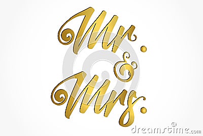 Mr. And Mrs. Gold Design Lettering Text Vector Image | CartoonDealer ...