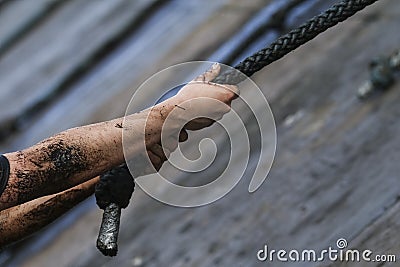 Mud Race Runners, Defeating Obstacles By Using Rope Royalty-Free Stock ...