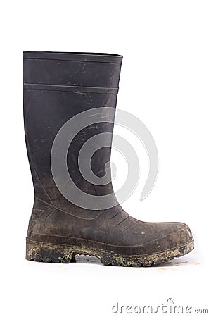 Muddy Rubber Boot Side View Isolated On White Royalty-Free Stock Image ...