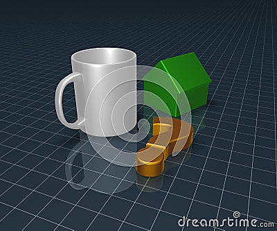 Mug, Question Mark And House Model Royalty-Free Stock Image ...