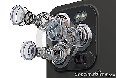 Multi-camera Smartphone. Disassembled Smartphone Cameras, Modern Lens ...