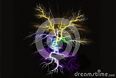 Multi-colored Appear Then Disappear Under The Lightning Strikes ...