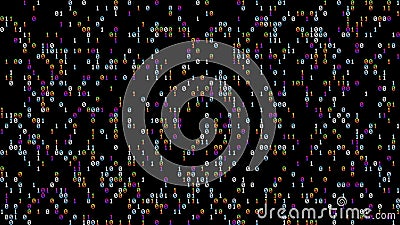 Multi-Colored Binary Code on a Black Background, Seamless Looping ...