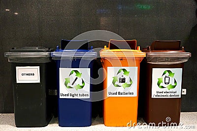 Multi-colored Bins For Environmentally Friendly Waste Sorting Inside ...