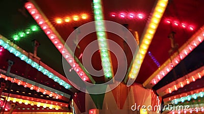 Multi-colored Carousel Lights at a Fair in the Evening Stock Video ...