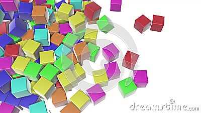 Multi-colored Cubes Fall on a White Background. Animated. 3d Render ...