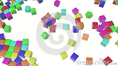 Multi-colored Cubes Fall on a White Background. Animated. 3d Render ...