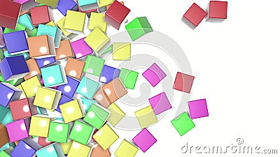 Multi-colored Cubes Fall on a White Background. Animated. 3d Render ...
