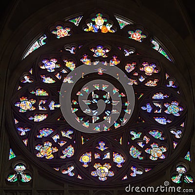 Multi-colored Glass In The Window Of A Gothic Cathedral Royalty-Free ...