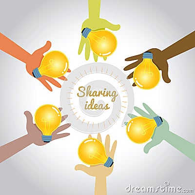 Multi Colored Hands Sharing Ideas Cartoon Vector | CartoonDealer.com ...