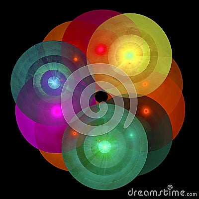 Multi-colored Translucent Luminous Disks Are Superimposed On Each Other ...