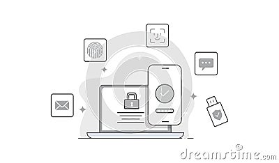 Multi-Factor Authentication Illustration. MFA Illustration. Vector ...