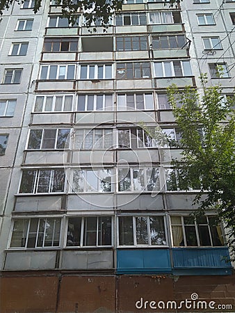 Multi-storey Ghetto House With Windows On The Facade Balconies ...