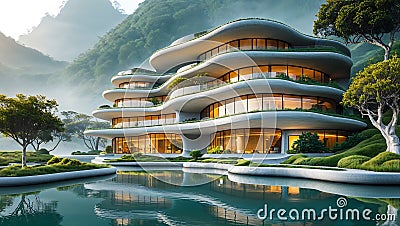 Multi Story Building With Organic Flowing Design And Undulating Layers ...