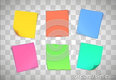 Multicolor Paper Notes On Transparent Background. Post It Note. Cartoon ...
