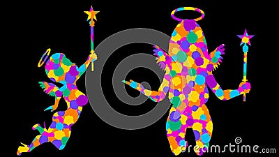 Multicolored Angels. 21 Loop Animations. Alpha Channel. Alpha Matte ...