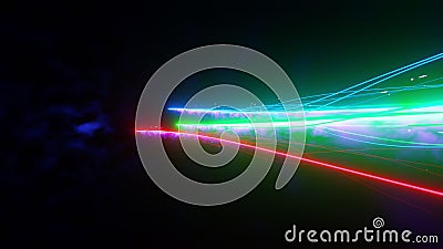 Multicolored Laser Trails Flying in Space. Infinitely Looped Animation ...