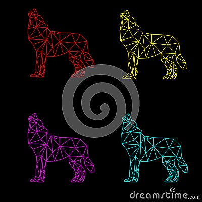 Multicolored Triangle Wolfs Cartoon Vector | CartoonDealer.com #62297559