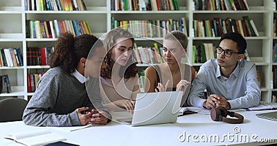 Multiethnic Group of Students Discuss Video, Watching Webinar Use ...