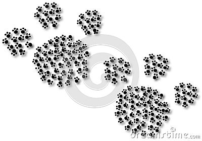 Multiple Black Small Paw Prints Consist Of Two Big Paw Prints ...