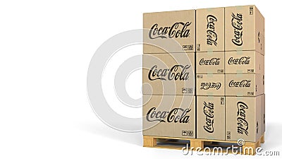 Multiple Boxes with Coca-Cola Logo. Editorial 3D Animation Stock Video ...